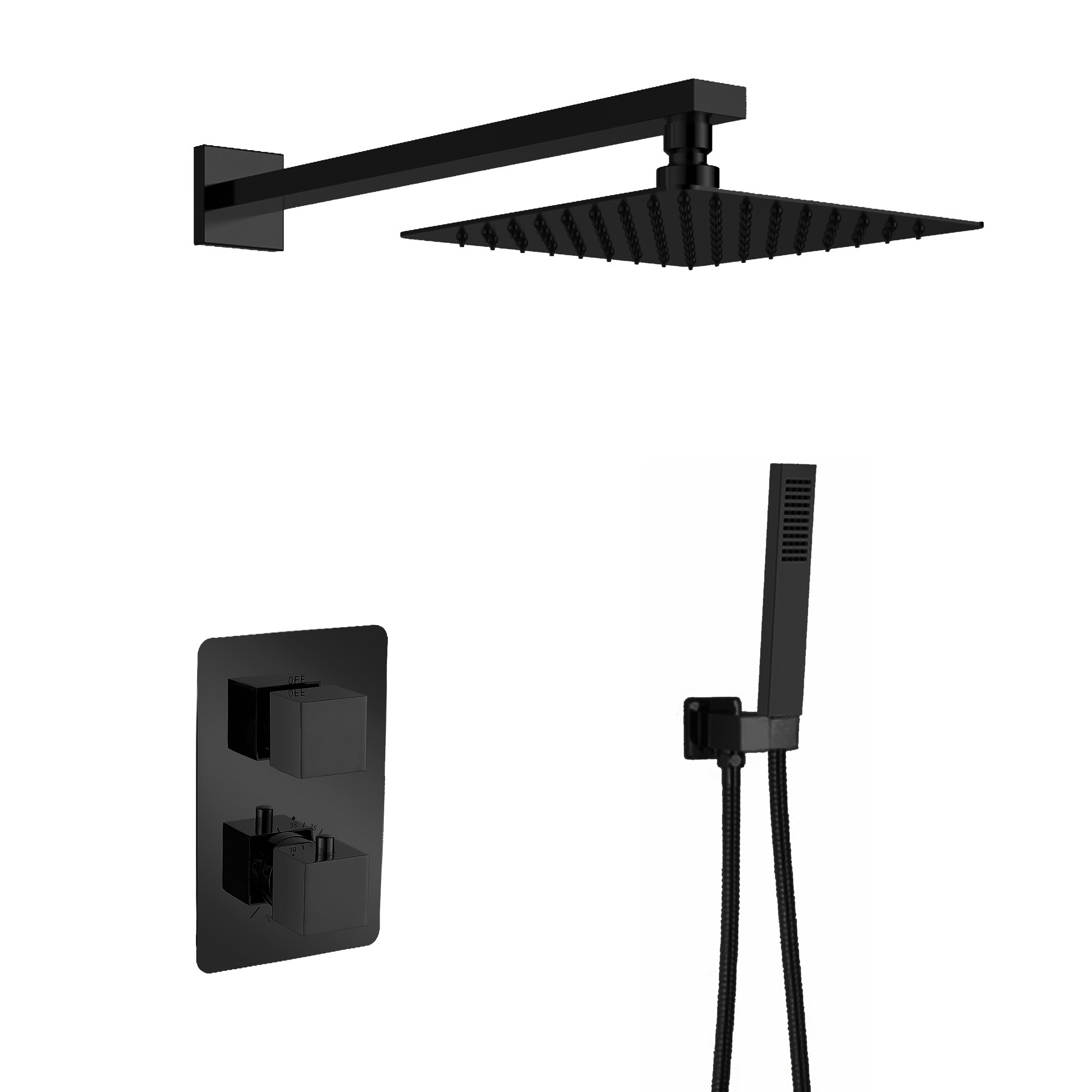 Mineral Square Shower Pack - Matt Black - Frontline Bathrooms