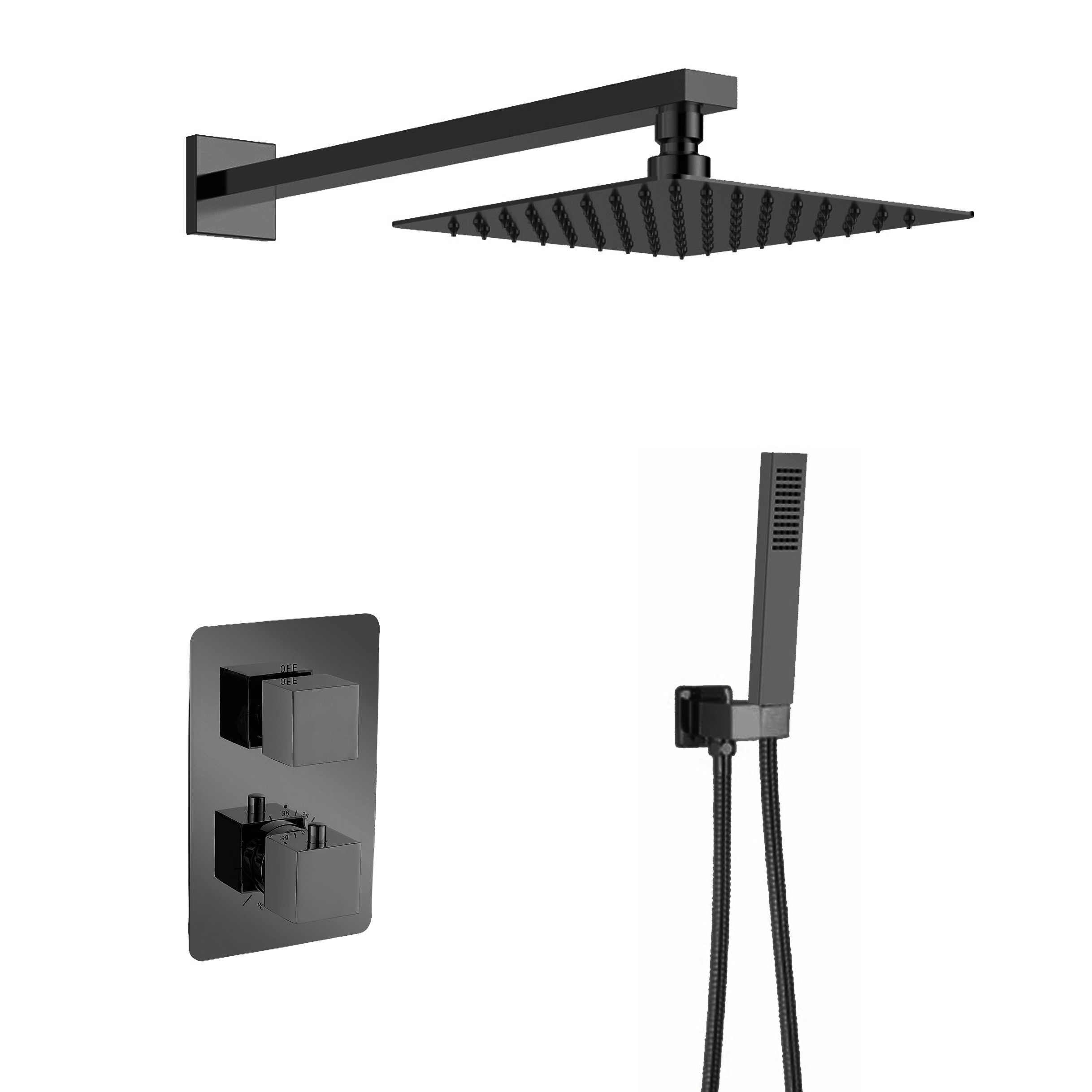 Mineral Square Shower Pack - Matt Grey - Frontline Bathrooms