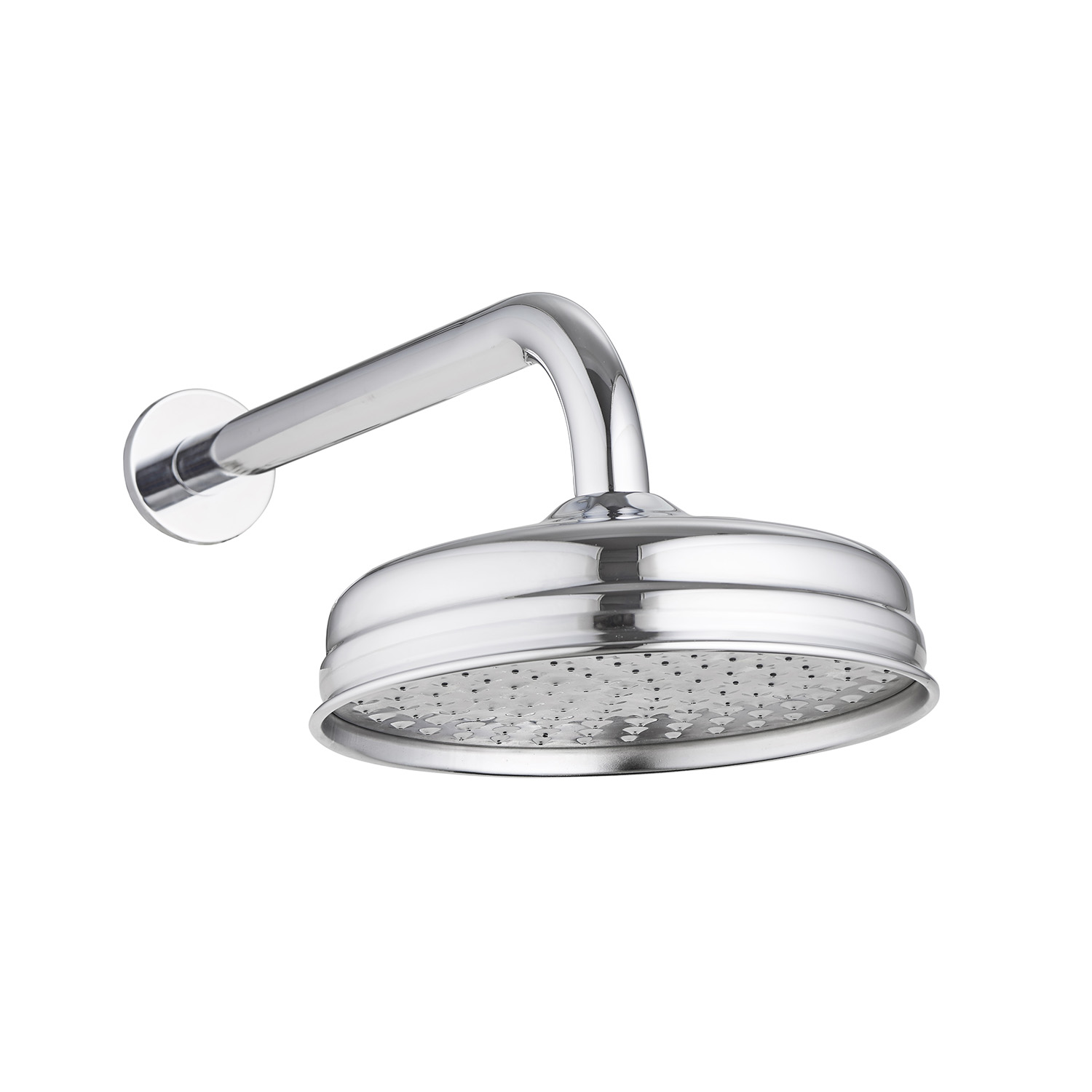 Traditional Shower Head and Arm - Chrome - Frontline Bathrooms