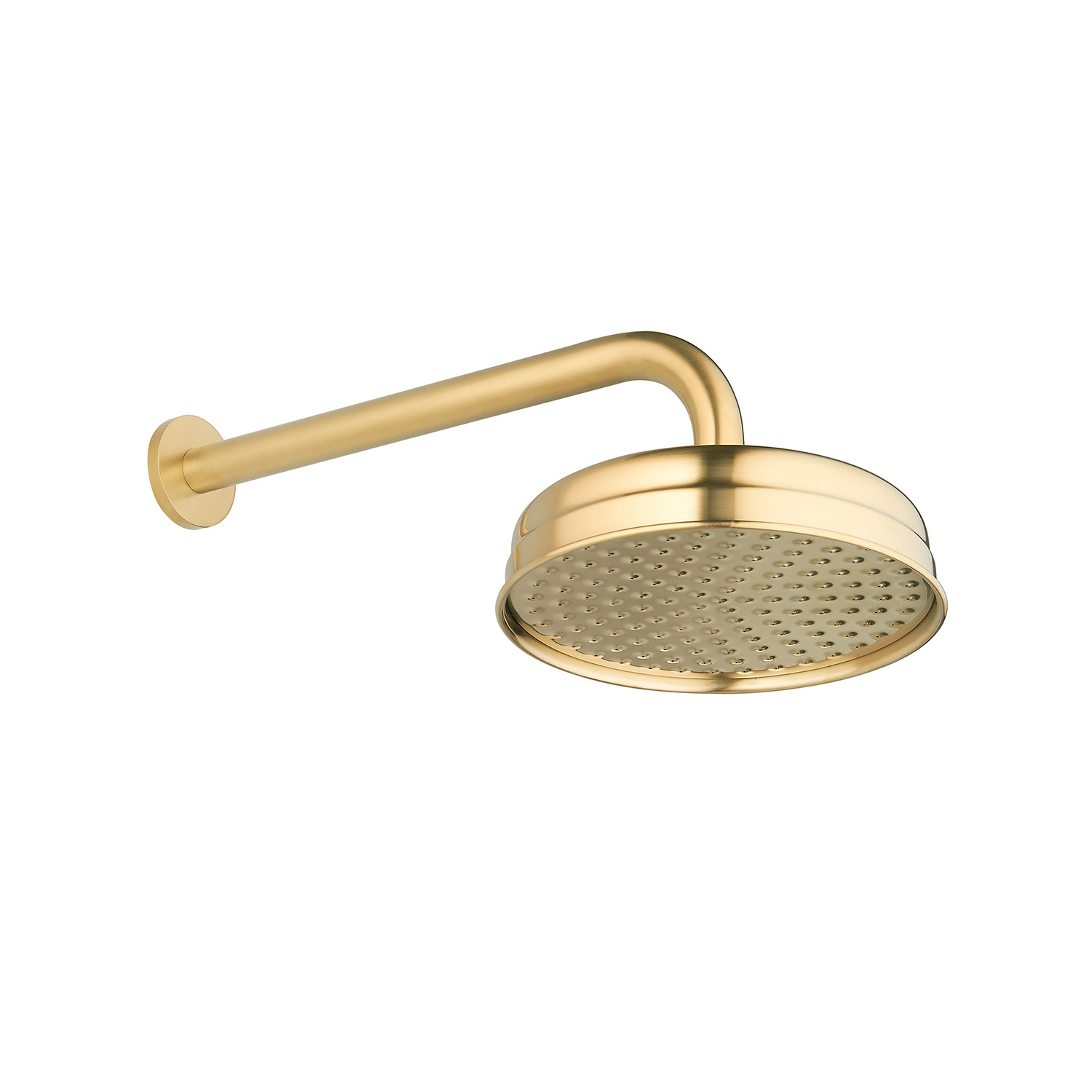 Traditional Shower Head and Arm - Brushed Brass - Frontline Bathrooms