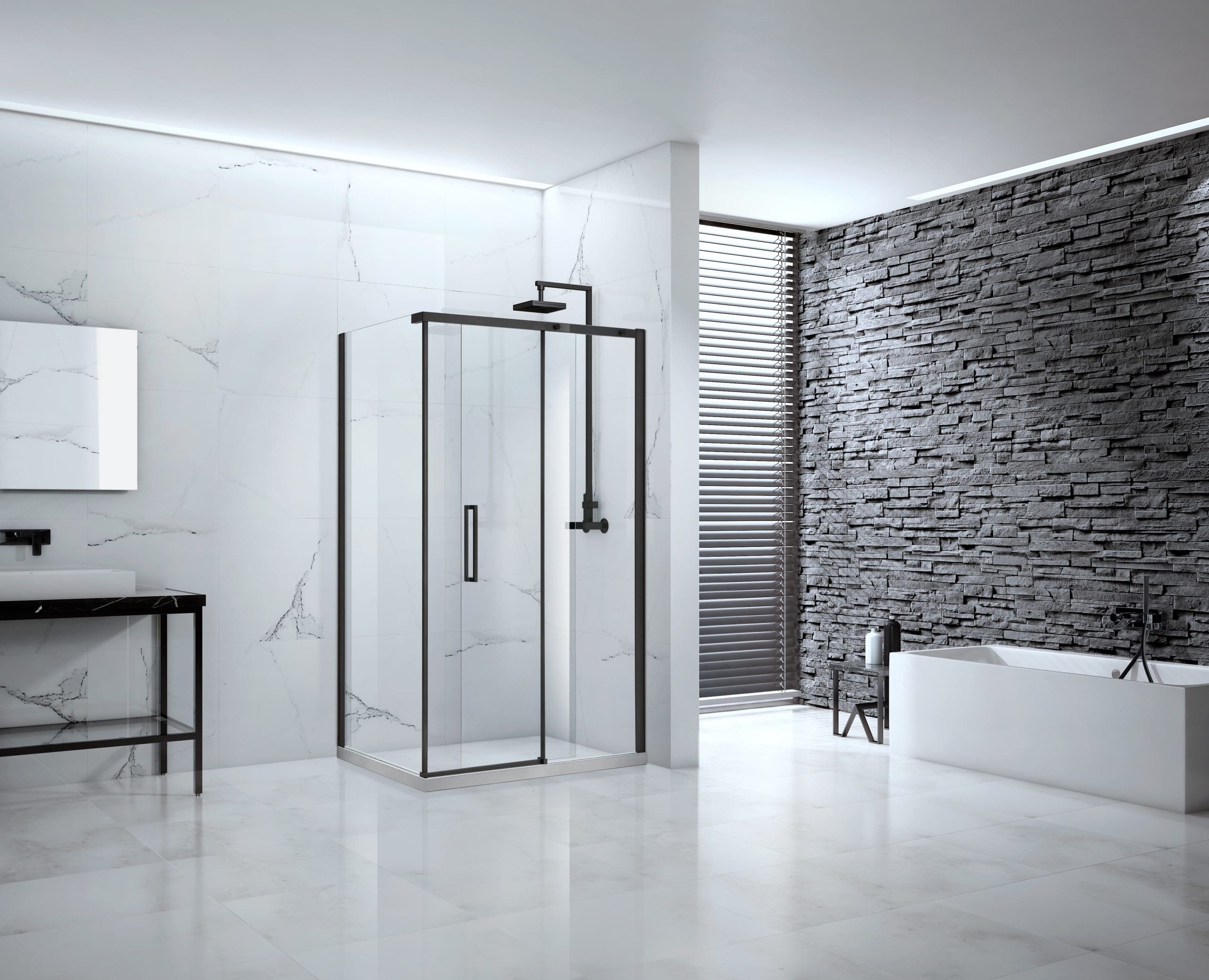 Aquaglass Onyx Slider - Matt Black - Frontline Bathrooms