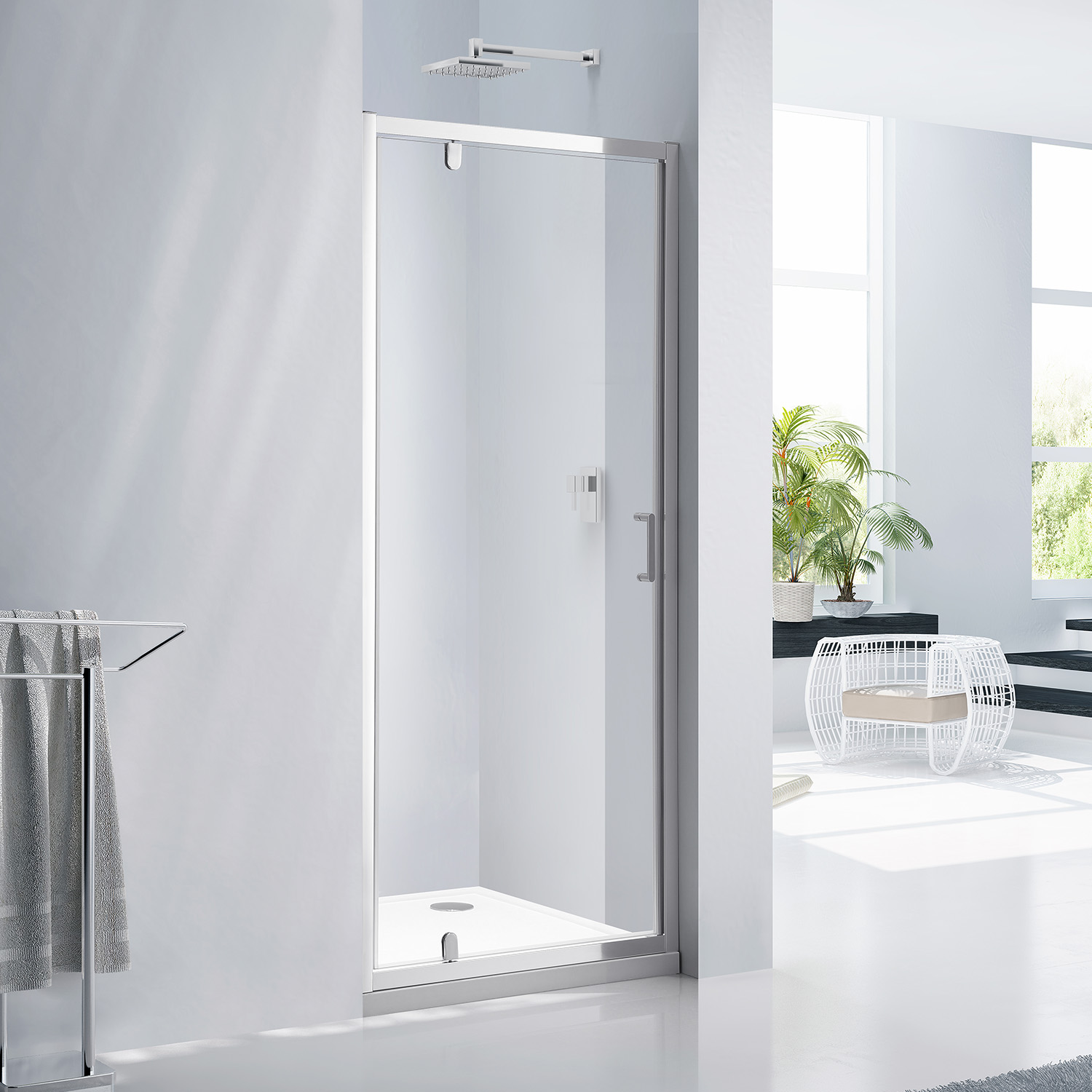 Aquaglass Purity Pivot Door - Chrome - Frontline Bathrooms