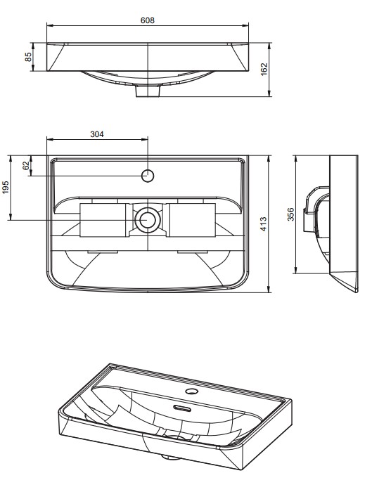 Midi 600mm Basin - Frontline Bathrooms